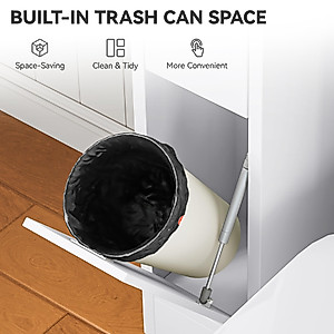 YITAHOME Over The Toilet Storage, Bathroom Storage Over The Toilet, Bathroom Cabinet with Adjustable Shelves, Double Doors, Trash Can Placement Ring, Tissue Box Holder for Bathroom (White)