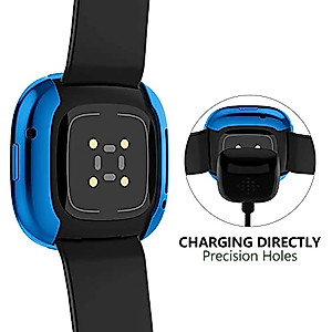 GHIJKL 8 Pack Case Compatible with Fitbit Versa 3 / Sense Screen Protector, Ultra Slim TPU Plated Cover Anti-Scratch Shockproof All Around Bumper Shell Accessories for Fitbit Sense/Versa 3 Smartwatch