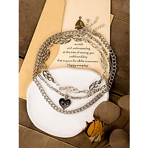 Sacina Goth Grunge Y2K Layered Flame Heart Choker Necklace, Chunky Necklace, Goth Chokers Necklace, Halloween Christmas New Year Jewelry Gift For Women, Men