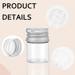 jiuwu 5 Ml Mini Bottles Aluminum Top Metal Lids Lids 24 Pcs Liquid Glass Bottle Small Glass Bottles with Lids Mini Glass Jars with Lids Mini Glass Bottles with Screw Caps for DIY Art Craft Storage