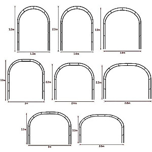 SEVSO Large Metal Garden Arch for Climbing Plant Wide 1.4M 1.2M 1.8M 2.4M 3M 3.5M Sturdy Durable Rose Archway Weather-Resistant Iron Tubular Pergola Trellis,Green,W1.2M*H2.2M