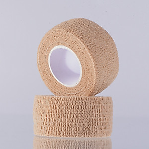 12 Pieces Self Adhesive Bandage Wrap Tape Stretch Self Adherent Cohesive Toe Tape for Sports, Wrist, Ankle, 5 Yards Each (Skin Color, 1 Inch)