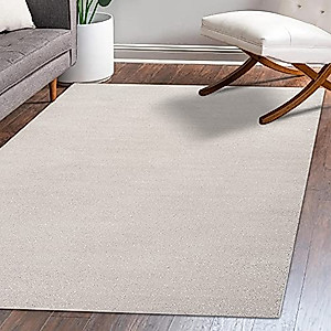 JONATHAN Y SEU100D-4 Haze Solid Low-Pile Indoor Area-Rug Casual Contemporary Solid Traditional Easy -Cleaning Bedroom Kitchen Living Room Non Shedding, 4 ft x 6 ft, Ivory
