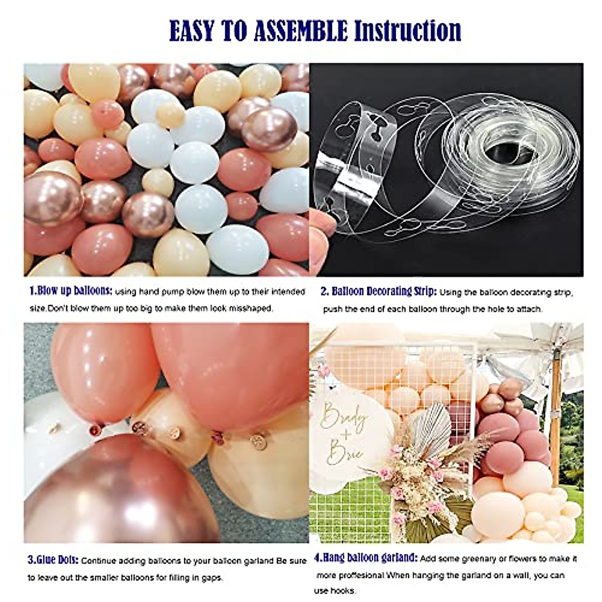 Beaumode DIY Matte Dusty Pink Peach Balloon Garland Matte Balloon Arch Wedding Cream Baby Shower Bridal Shower 1st Birthday Photo Backdrop Party Decoration (Dusty Pink and Peach)