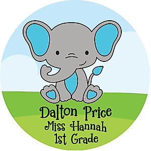 Personalized Blue Elephant Diaper Bag Tag - Children's Nursery or Daycare Diaper Tote Backpack Identifier Tag with Custom Name