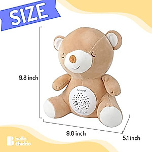 Baby Soother - Sleep Soothing White Noise, Portable Night Light Projector and Melodies, Toddler Crib Lullaby Machine Sleeping Aid for Newborns and Up, Babies Stuffed Animal Plush Toy (Teddy Bear)