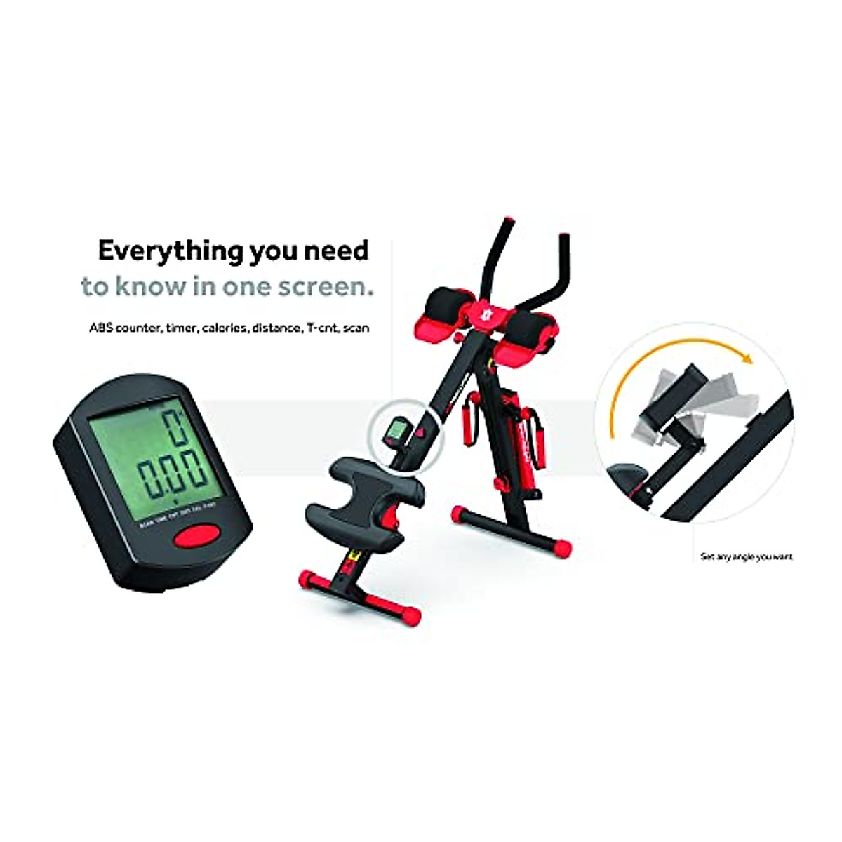 Yonxuleo 3-in-1 Foldable Rowing and Ab Machine with LCD Monitor for Full Body Workout, Burning Calories and Getting Healthier for Workout,Home, Gym