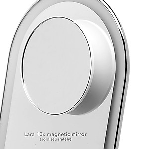 Fancii Wall Mount LED Lighted Vanity Makeup Mirror, Rechargeable - Cordless Illuminated Cosmetic Mirror with 3 Dimmable Light Settings, Dual Magnification - Vera (Chrome)