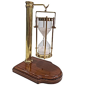 Vintage Hanging Sand Timer with Wooden Stand Nautical Hourglass Desktop Accessory Old Sand Clock Table Decor Antique Nautical Home Decor