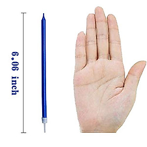 12 Count Long Thin Blue Birthday Cake Candles in Holders for Birthday Wedding Party Cupcake Decorations Tall Candles