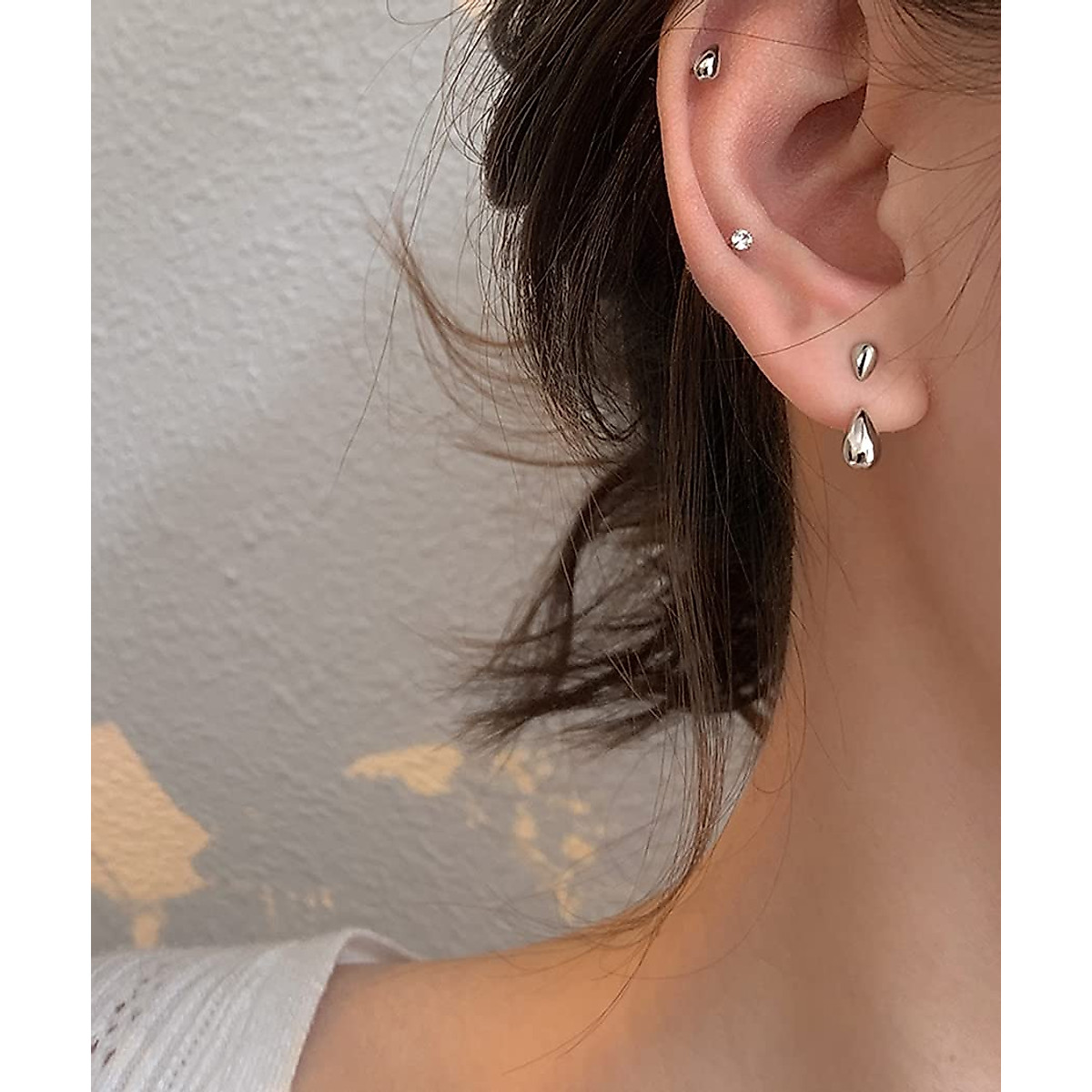 SLUYNZ 925 Sterling Silver Jacket Earrings Studs for Women Teens Droplet Front Back Earrings (A-Silver)