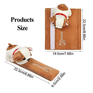 2 Pack Car Seat Belt Cover Adjuster for Kids with Plush Dog Kids, Car Seat Belt Pads, Soft Shoulder Pad, Neck Cushion Protector, Seatbelt Cushion for Soft Auto Shoulder Strap Cushion
