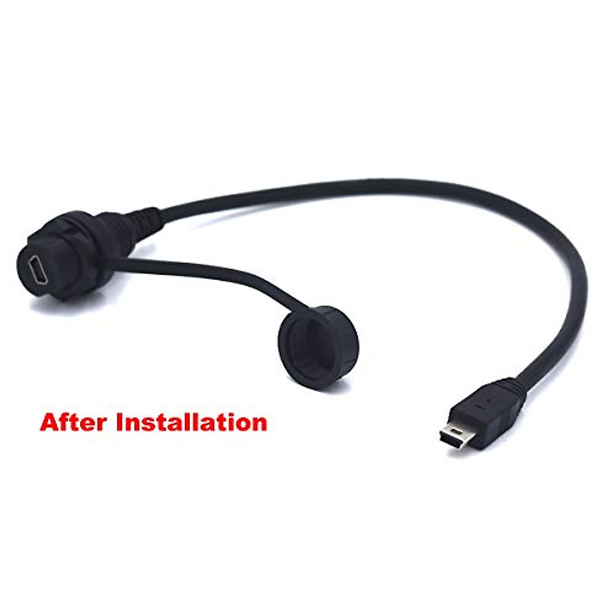 Kework Mini USB 5 Pin Mount, 0.3 Meter Mini USB Male to Female Flush Mount Panel Mount Extension AUX Cable for Car Truck Boat Motorcycle Dashboard, Sync Charging and Data Transferring