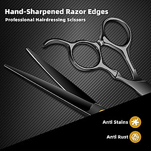 Professional Hairdressing Scissors Stainless Steel Barber Hair Cutting Scissors Straight Scissors Salon Tools for Mother Father Friends' Gifts(BLACK-01)