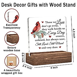 Sympathy Memorial Gifts, Clear Desk Memory Decorative Sign with Wood Stand, Home Office Positive Plaque Decor, Sympathy Gifts for Loss of Loved One In Memory