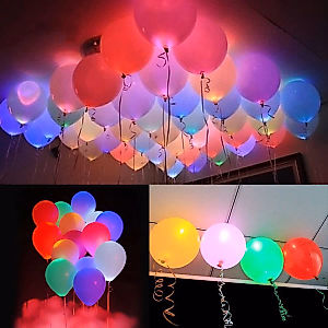 20 LED Light Up Balloons Mixed Colors Flashing Lasts 24 Hours Birthday Wedding Camping Glow Bachelor Housewarming Baby Shower Graduation Party Easter Halloween Christmas Valentine's Day Decorations (20 Mixed color light up balloons - Flashing)