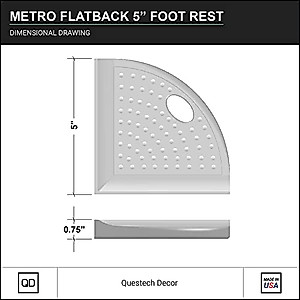 Questech Décor 5 Inch Shower Footrest, Wall Mounted Corner Shower Shaving Shelf, Retrofit Shower Caddy For Tiled Shower Walls, Bathroom Corner Shelf, 5 Inch Metro Flatback, Graphite Black