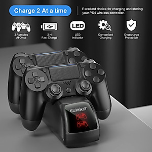 PS4 Controller Charger Station,Glowant Fast PS4 Dual PS4 Controller Charger Station with LED Indicator