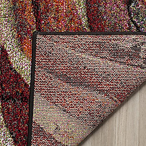 SAFAVIEH Glacier Collection 11' Square Red / Multi GLA126A Modern Abstract Non-Shedding Living Room Bedroom Dining Home Office Area Rug