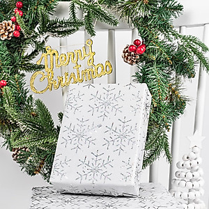 RUSPEPA Christmas Wrapping Paper, Jumbo Roll Wrapping Paper - White Shiney Snowflake Design for Holiday Gift Wrap - 24 Inches x 100 Feet