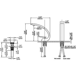 Homary Matte Black 1-Handle Sink Faucet for Bathroom with Pop Up Sink Drain Curved Spout Lavatory 1-Hole Deck Mount, Solid Brass