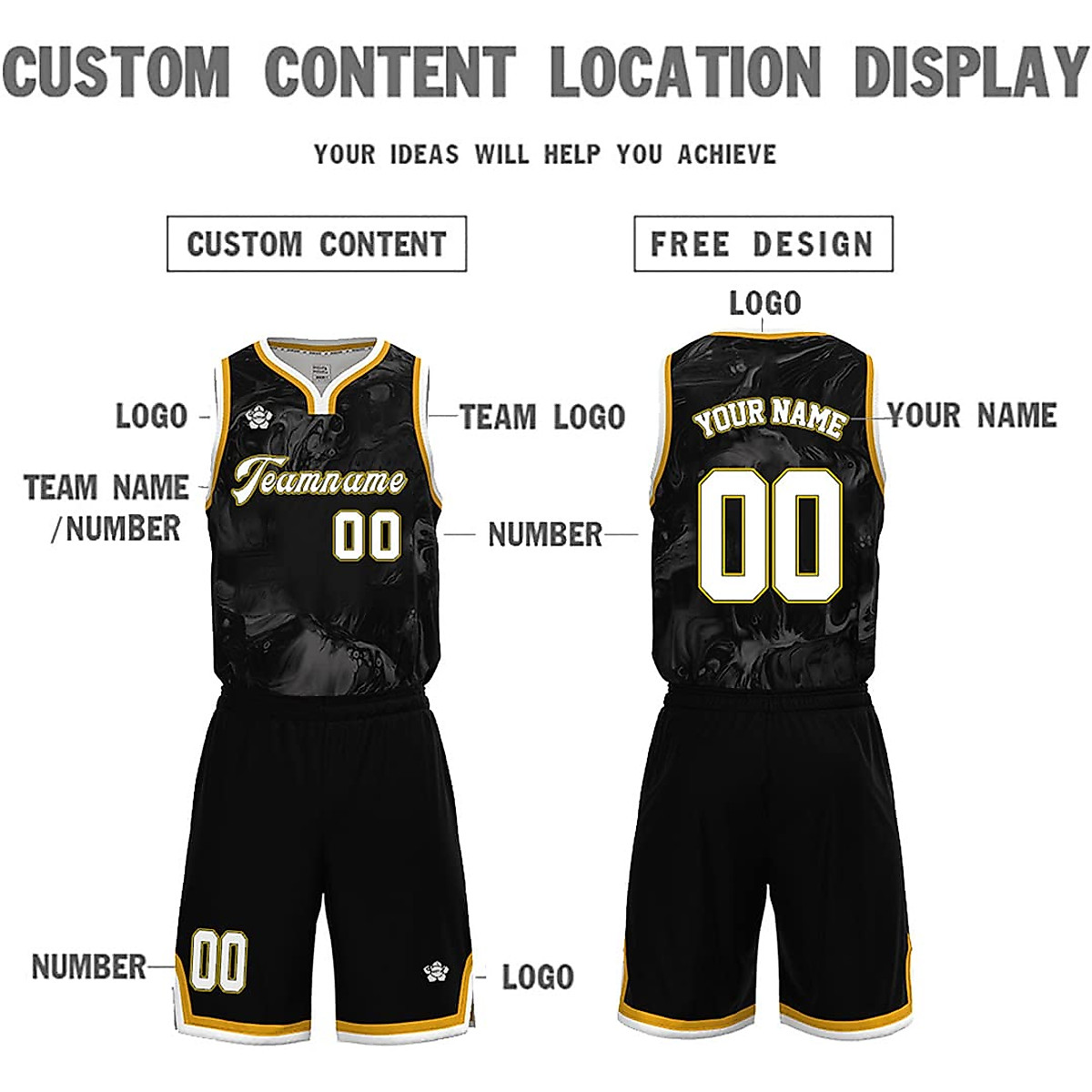 Unisex Classic Full Printed Basketball Volleyball Jersey Short Set Gift (Yello-Purple) One Size