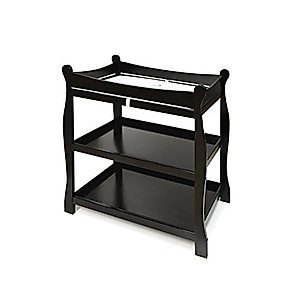 Sleigh Style Open Shelf Baby Changing Table with Pad