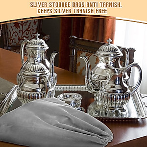 6 Pcs Silver Storage Bags 18 x 18 Inch Anti Tarnish Storage Bag Fabric Cloth Bags for Silver Jewelry Silverware Protection Flatware Silver Plate Tarnish(Dark Gray)