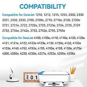 Pitooler for HP67 Ink Cartridges, for HP 67/67XL Ink Cartridges Black/Color Combo Pack Compatible for HP Envy 6055e 6000 Pro 6400 Ink Cartridges, DeskJet 2700 2755e 4155e 4100 2700e 4100e 4155 Printer