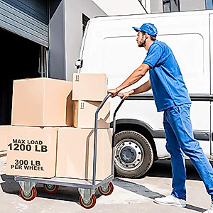 4 Pack 4" Caster Wheels Swivel 360 Degree 2 with Brake Swivel and 2 Rigid Non Swivel Fixed Stationery Combo On Red Polyurethane Wheels with Hardware