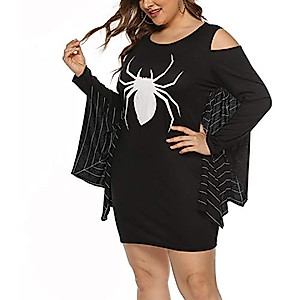 Gloria&Sarah Women's Halloween Spiderweb Plus Size Jersey Tunic Cosplay Costume Dress,Black,XXXXL