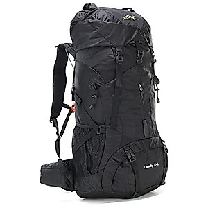 WintMing 75L Hiking Backpack with Rain Cover Waterproof Camping Backpack Shoes Warehouse for Men Women, Frameless (black)