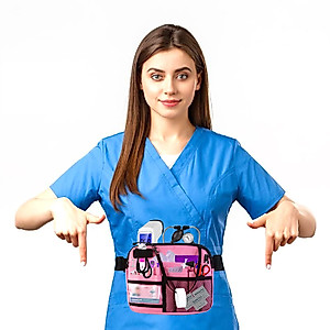 Nurse Fanny Pack for Women,qozabualy Utility Belt Bag Multi Compartment with Medical Tool Pockets, Nurse Accessories for Work & Nursing School Essentials（Pink）