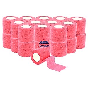 24-Pack, 2” x 5 Yards, Self-Adherent Cohesive Tape, Strong Sports Tape for Wrist, Ankle Sprains & Swelling, Self-Adhesive Bandage Rolls (Pink)