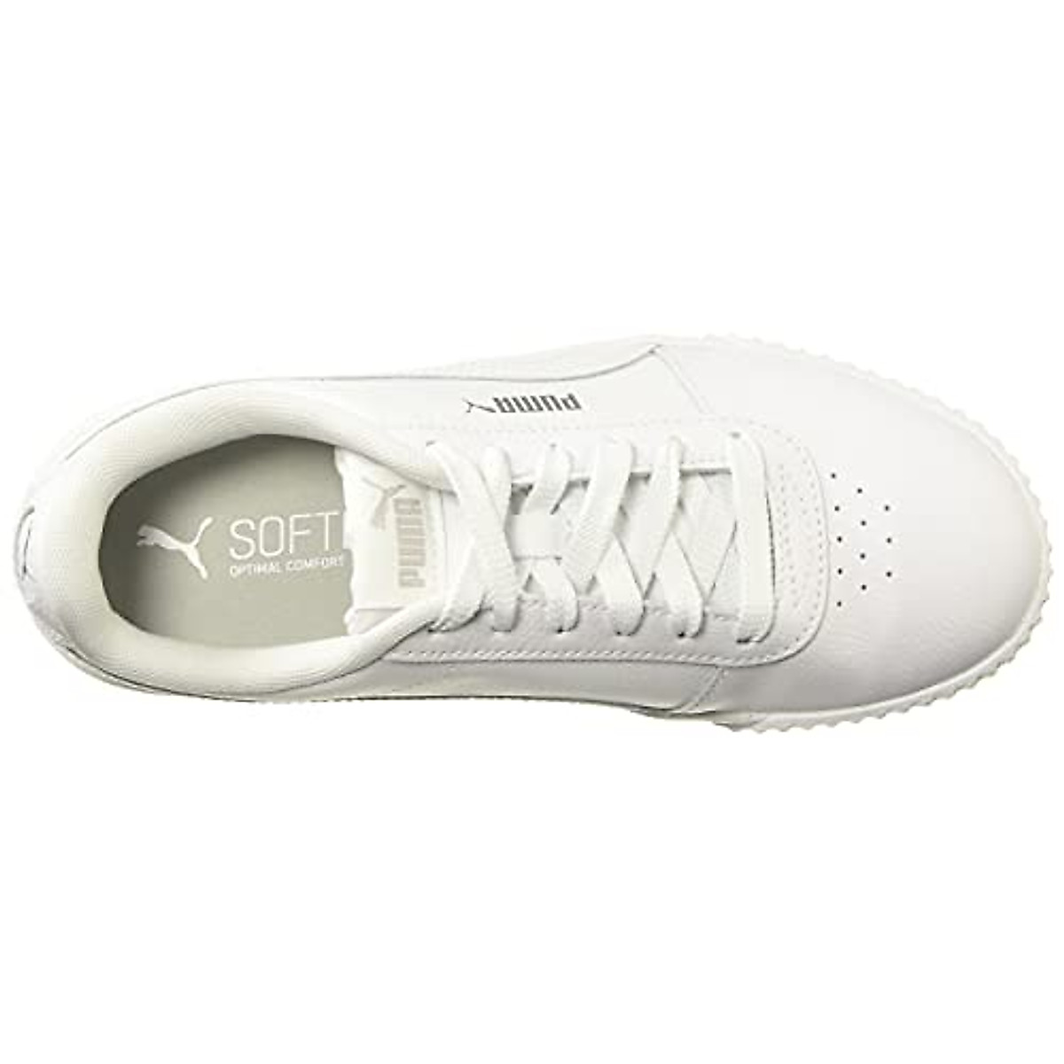 PUMA womens Carina Sneaker, Puma White-puma White-puma Silver, 8 US
