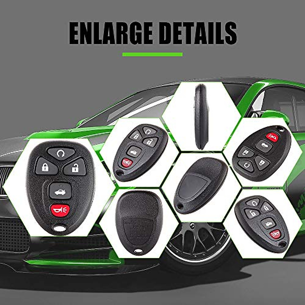 Keyless Entry Remote Start Car Key Fob for 22733524 KOBGT04A Malibu Cobalt G5 G6 Grand Prix Lacrosse Allure 5 Button key clicker