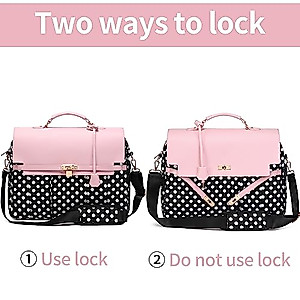 SHENHU Women's Laptop Bag,15.6 Inch Computer Briefcase Lightweight Cute Girls Messenger Bag Shoulder Carry Work Bag Ladies Office Travel Bag School Pink Dot