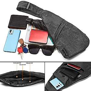 Seoky Rop Slim Sling Bag Small Ultra Thin Water Resistance Crossbody Chest Shoulder Backpack Personal Pocket Bag Dark Grey