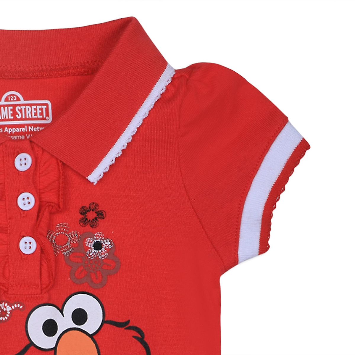 Sesame Street Elmo Girls’ Polo Dress for Infant and Toddler – Red/White