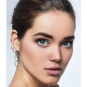 365 SLEEPERS 2 Pieces Titanium 16G Hinged Hoop Segment Septum Cartilage Helix Tragus Nose Ring Unisex Sleeper Earrings 6mm - 16mm