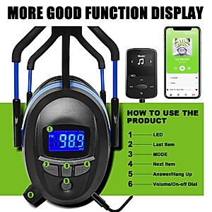Gardtech Hearing Protection with Bluetooth, FM Radio Earmuffs, NRR 29dB Hearing Protection Headphones Noise Cancelling Headphones with MP3 for Mowing Lawn Work, Rechargeable BL-5B Battery