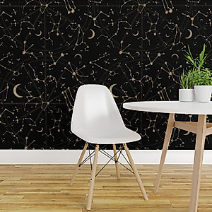 Removable Wallpaper Swatch - Mustard Zodiac Constellations Stars Moon Gender Galaxy Celestial Custom Pre-Pasted Wallpaper by Spoonflower