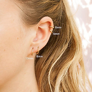 8MM Cartilage Earring Surgical Stainless Steel Hoop Earrings Men Tiny Small Huggie Hoop Earrings Helix Rook Daith Tragus Piercing Jewelry Sleeper Second Hole Earrings for Women 20G Gifts for Men Him