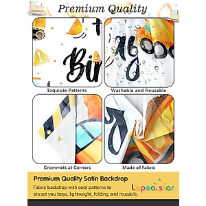 Lopeastar Construction Backdrop Banner Birthday Party Supplies, Large Size 3 x 5Ft Construction Party Decorations for Boys Yellow