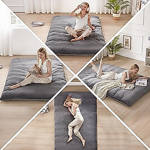 SINWEEK 4 inch Japanese Futon Mattress Foldable Floor Couch Tatami Mat for Adults, Guest Sleeping Pad, and Camping Bed