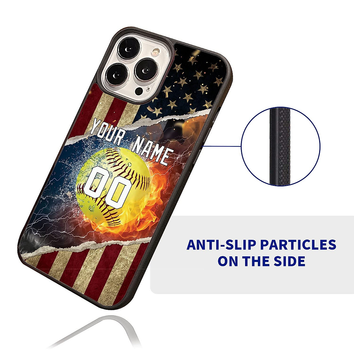 Customized Phone Cases Trendy Softball Name Number Protective Cover for iPhone Xr Xs 11 12 13 14 15 16 Pro Max Plus Mini for Samsung Galaxy S20 S21 S22 S23 S24 S25 Plus Ultra FE A03 14 15 25 53 54