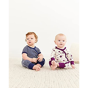 Moon and Back by Hanna Andersson Baby Boy's Organic 2 Pack Long Sleeve Romper Pants, Medium Blue, 6-12 months