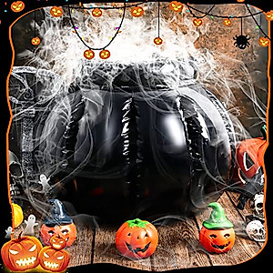 CHENGU Halloween Mist Maker Fogger Led Witch Cauldron Fog Maker Black Plastic Cauldron Colourful Water Fountain Pond Mist Machine Halloween Cauldron Decorations for Halloween Party Gift Decor (4)