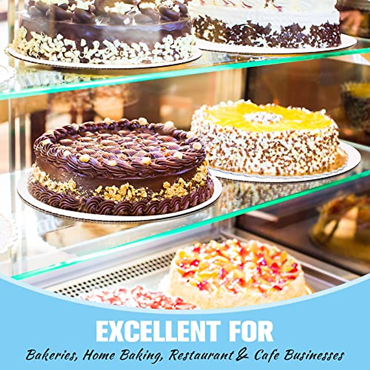 Potchen 50 Pack Round Cake Boards 10 Inch Circle Cardboard Base Grease Proof Disposable for Baking Pizza