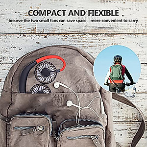 BRIGENIUS Hands Free Portable Neck Fan, Rechargeable Mini USB Personal Fan Battery Operated Necklace Fan for Home Office Travel Indoor Outdoor (Black)